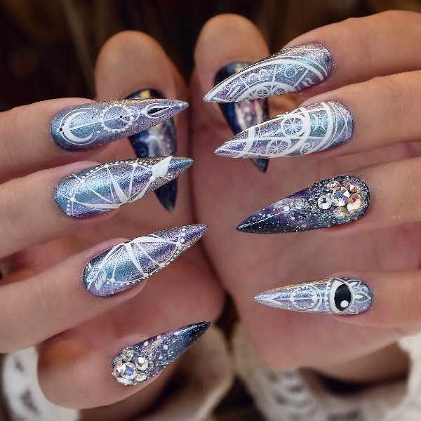 Galaxy-inspired August 2018 Scratch cover nails – Scratch