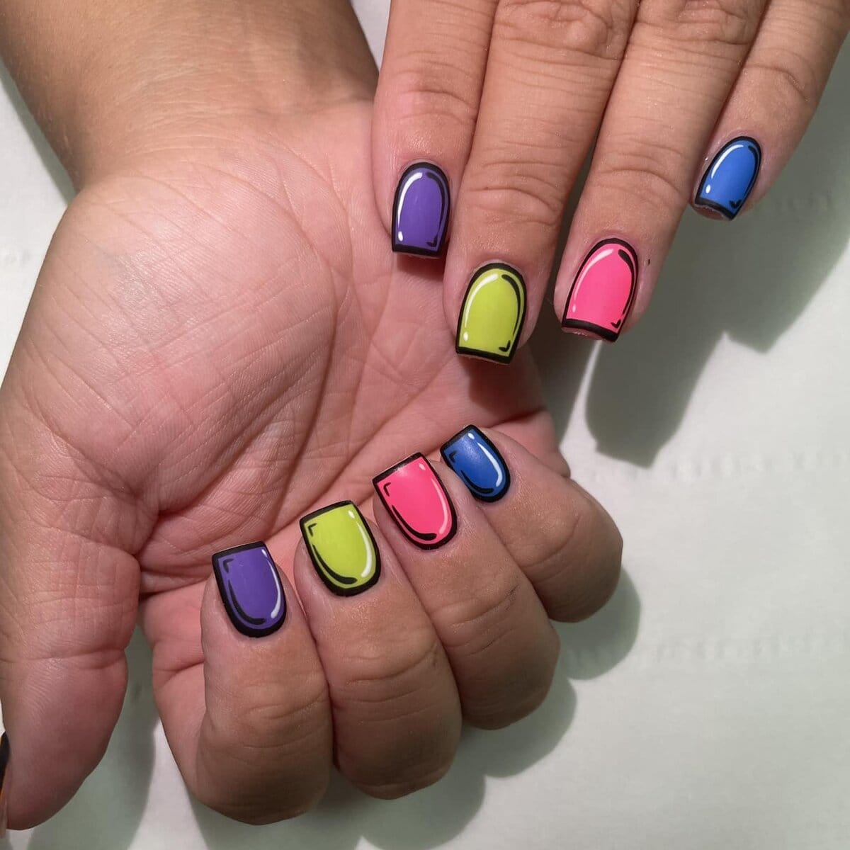 Pop art nails - cartoon and comic style nail ideas