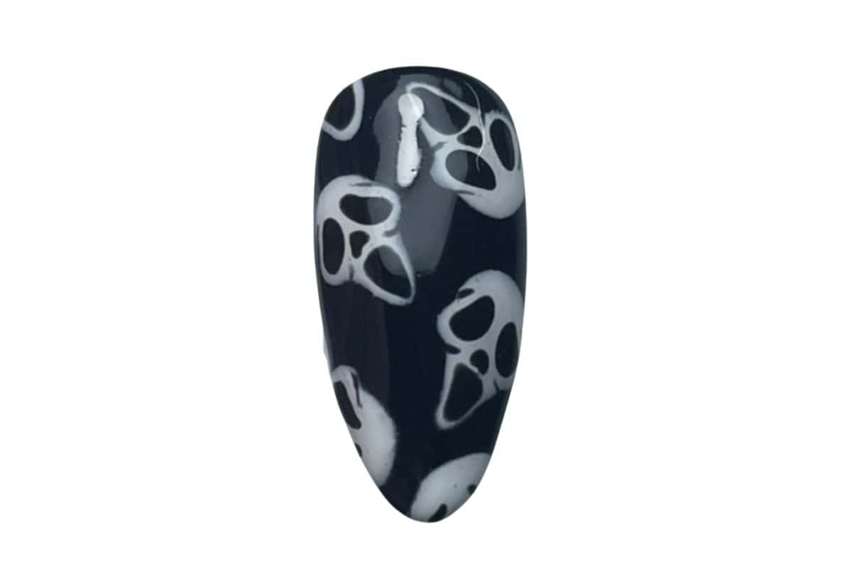Ghostface nail art step-by-step guide - Scratch